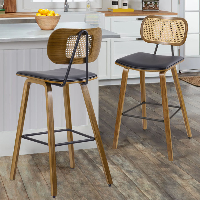 Latitude Run® Upholstered Rattan Counter & Bar Stool & Reviews | Wayfair